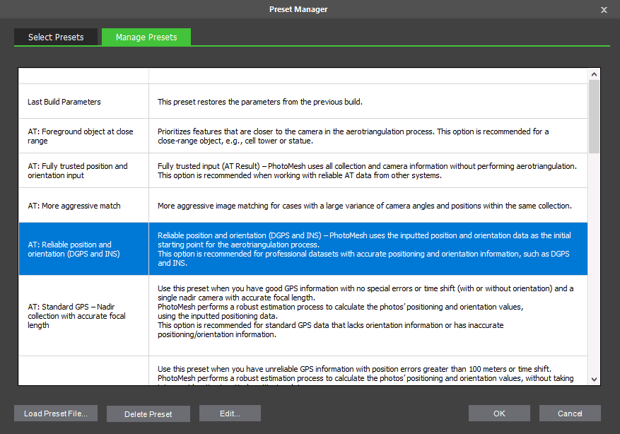 Working with Presets